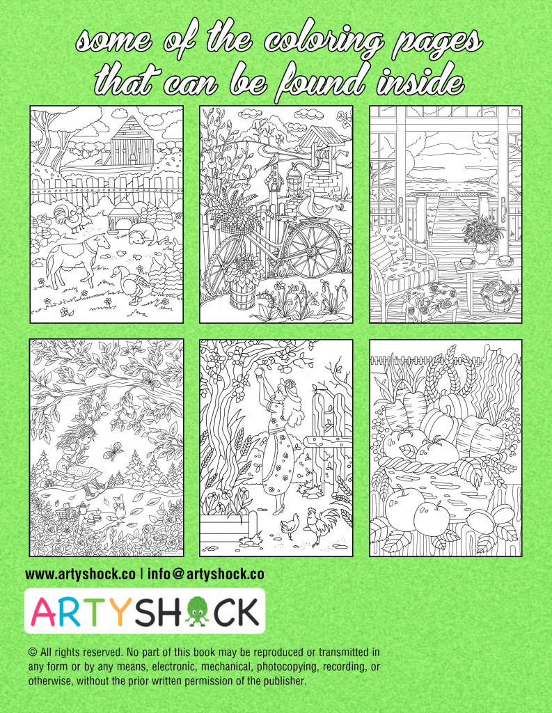 Country Spring: Inspiring Coloring Book with Hand-Drawn Illustrations ...